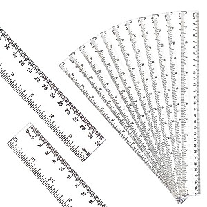 30PCS Clear Ruler Plastic Rulers 12 Inch, with Inches and Metric for School Classroom, Home, or Office (Clear)