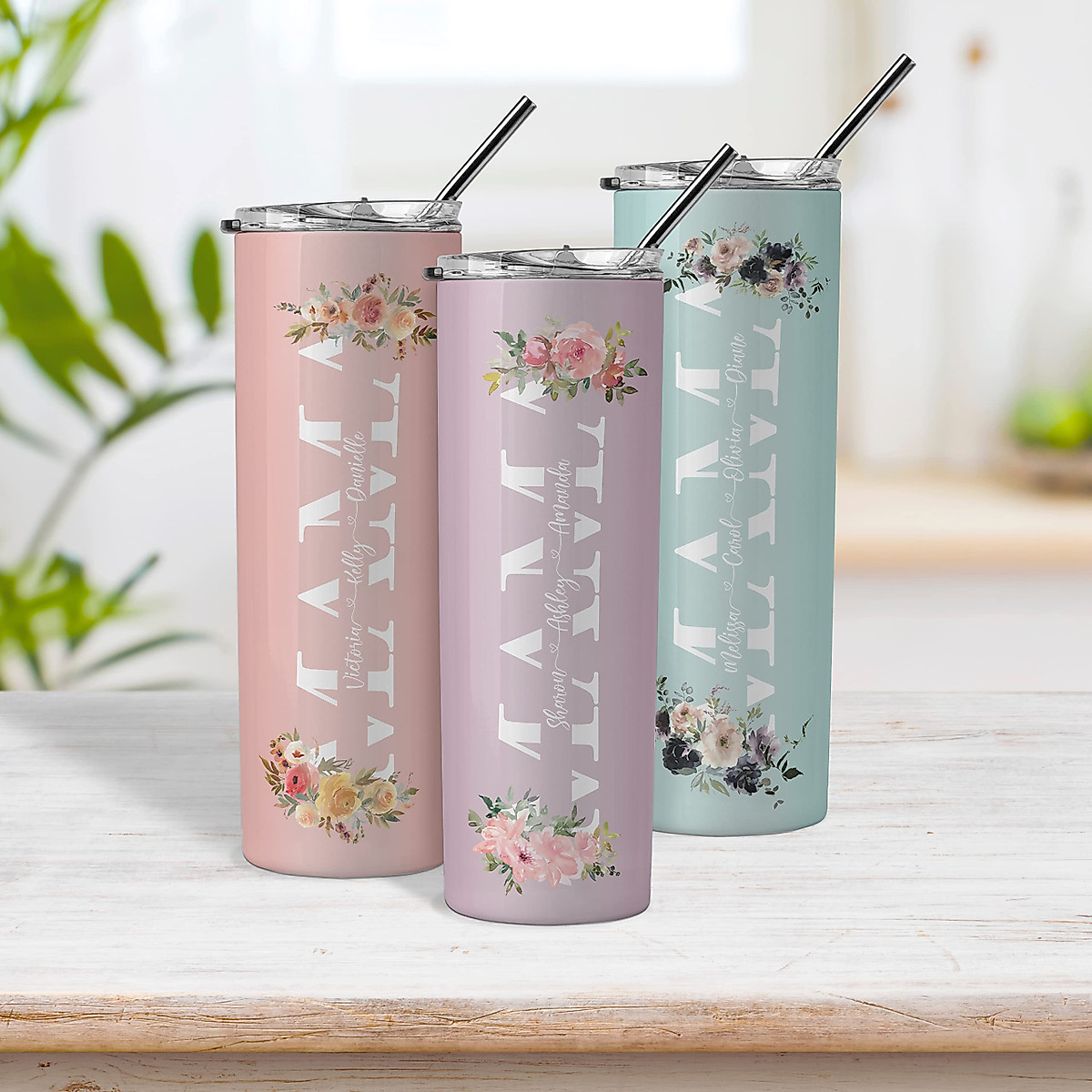 GIFTBYGIFTY Updated - Mom Tumbler, Personalized Tumbler for Mom - Up to 4 Children's Name - 20 oz - 5 Designs, Mothers Day Gifts from Daughter