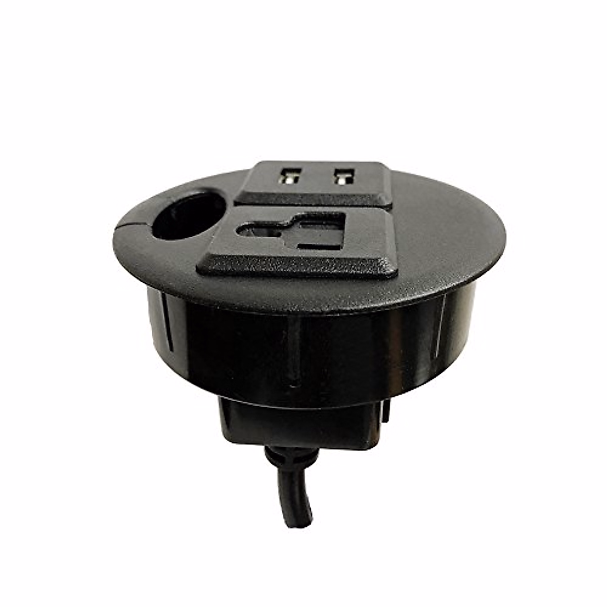 ApexDesk UL Certified 3.15” (80mm Diameter) Desktop Power Grommet with 1 Outlet and 2 USB Charging Ports (1 Power Outlet, 2 USB Charging Ports), Black