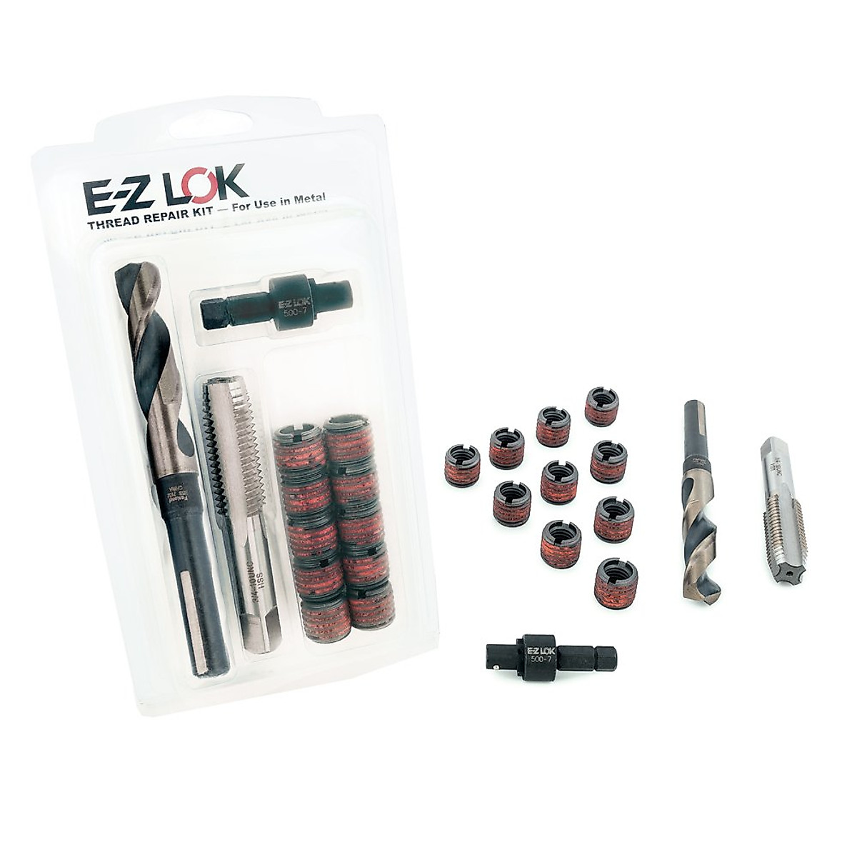 E-Z LOK EZ-329-6 Thread Repair Kit for Metal Carbon Steel Threaded Inserts 3/8-16 and Installation Tools