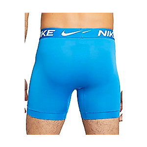Nike Men's Essential Micro Boxer 3 Pack Brief, Black/Grey/Blue, Medium