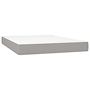 vidaXL Box Spring Bed with Mattress Home Bedroom Mattress Pad Double Bed Frame Base Foam Topper Furniture Light Gray 59.8"x79.9" Queen Fabric