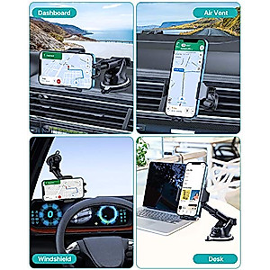 Miracase Military-Grade Universal Cell Phone Holder for Car,[Ultra-Stable& Strong Suction] Hands Free Dashboard Windshield Air Vent Car Phone Holder Mount Fit for All Mobile Phones