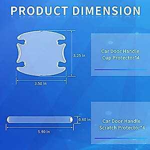 INSAUTO Car Door Handle Scratch Protector 12PCS Transparent Universal Car Door Handle Protector Accessories Clear Door Bowl Paint Protection Film Waterproof Anti-Scratch Stickers Covers