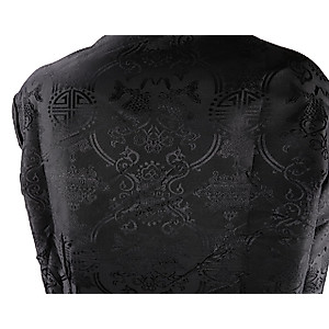 DLSNZ Men's Traditional Chinese Kung Fu Clothing Hanfu & Tang Suit Jacket Wing Chun Uniform Martial Arts Coats (Black+Wine Red, Large)