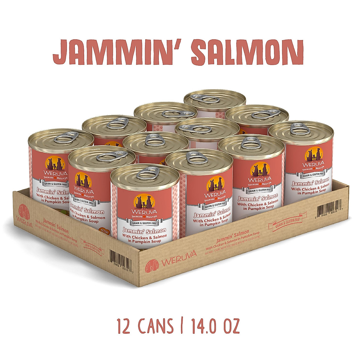 Weruva Classic Dog Food, Jammin' Salmon with Chicken & Salmon in Gravy, 14oz Can (Pack of 12), Red (Jammin’ Salmon)
