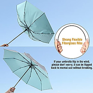 G4Free UPF 50+ UV Protection Large Travel Umbrella 46 Inch Auto Open Close Windproof Sun Blocking Umbrella (Lake Blue)