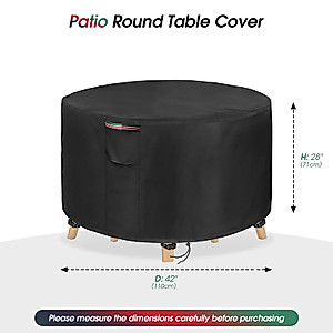 Fentiff Round Patio Furniture Cover,Heavy Duty Waterproof Outdoor Table Chair Set Covers,Bar Height Table and Chair Dining Table Cover for All Weather Resistant - 42''Dx 28''H