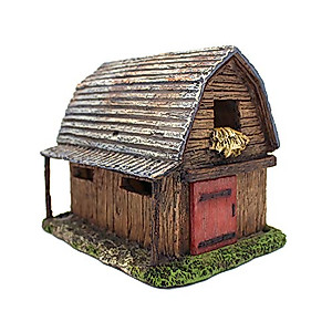 NW Wholesaler Fairy Garden Miniature Barn House with Working Door - 7 Inch Fairy Garden Home Detailed Fairy Garden House with Working Door
