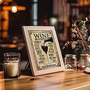 Wine From Around the World- Vintage Bar Wall Decor Sign, Typographic Wall Art Wine Glass & Bottle Photo Print. Perfect For Kitchen Decor, Dining Room Decor. Great Gift for Wine Lovers! Unframed-11x14"