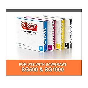 Sawgrass EASYSUBLI Sublimation Inks for SG500 / SG1000 Printer. Full Set of 4 Easy Subli Ink cartridges (CMYK) Bundle with 3 Rolls SUBLIMAX Brand Heat Tape- for Siser EasySubli Users.