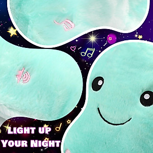 Cuteoy 13" Musical Green Star Plush Pillow Glowing Twinkle Night Light Stuffed Animal LED Toys Adjustable Volume Birthday for Girls Boys