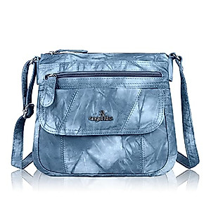 Angel Kiss Crossbody Bags for Women PU Leather Shoulder Handbag Ladies Purses and Handbag with adjustable Strap Lake Blue