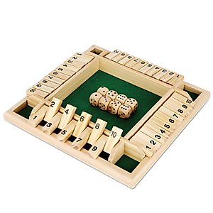 Aomola Shut The Box Dice Game Wooden Board Game for Kids Adults 8 Dice 4 Side 8.66 Inch Travel Game for 2 to 4 Players