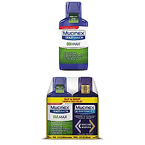 Mucinex Fast-Max DM, Max Strength Chest Congestion Relief with Guaifenesin, Adult Cough Suppressant Liquid, 6 oz FastMax DM Max & Mucinex Nightshift Cold & Flu Liquid (2 x 6 fl. oz.)