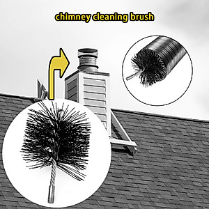 Stanbroil 6 Inch Round Chimney Cleaning Brush with 1/4" NPT Fitting for Insulated Chimneys, Stainless Steel or Metal Stove Pipes- Works with Most Chimney Rod Sets
