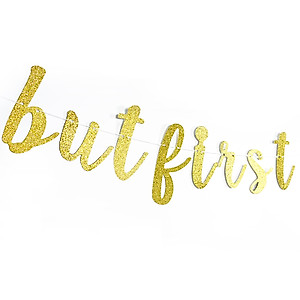 But First Mimosas Banner, Bachelorette, Bridal Shower Brunch Party Decorations, Bubbly Bar Sign, Drinks Hanging Bunting for Baby Shower, Gold Glitter