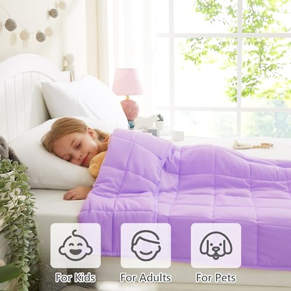 L'AGRATY Weighted Blanket - 40"x60" 7lbs Cooling Breathable Weighted Heavy Blanket Microfiber Material with Glass Beads Small Blanket for All-Season Summer Fall Winter Soft Thick Blanket