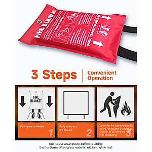 Jemay Fire Blanket, Fiberglass Fire Suppression Blanket for Kitchen, Emergency Blanket with Heat Insulation, Emergency Survival Safety Cover for Camping,School,4-Pack