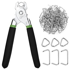 Mr. Pen- Hog Ring Pliers Kit, 110 Pack 3/4" Galvanized Hog Rings with 1 Hog Ring Pliers, Hog Rings and Pliers, Hog Ring Pliers for Fencing, Automotive Upholstery Hog Rings and Pliers