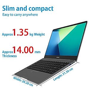 BOCCONI Laptop Leadbook Pro 14.1" Windows 10 Intel N5000 Quad core Notebook with 8GB RAM, 256GB SSD, 1920 * 1080 Pixels IPS Display, AC WiFi, BT4.2, USB3.0, Finger Print