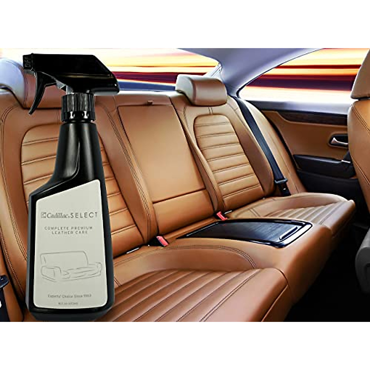 Cadillac Select Leather Furniture Cleaner and Conditioner for Couch, Car Auto Interior Seats, Bags, Jackets, Large Leather Surfaces – Complete Care Spray