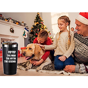 momocici Pop Pop The Man The Myth The Legend 20 OZ Tumbler.Grandpa Gifts.Birthday Gifts,Christmas Gifts for Men,New Grandpa,Grandpa Again,Granddad,New Grandfather,Husband,Men Travel Mug(Black)