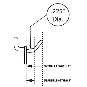 Azar 800071-BLK 1-Inch Plastic Hook, 50-Pack,Black