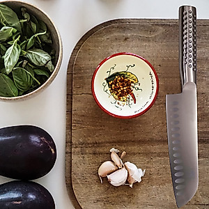 Santoku Knife - MATTSTONE HILL 7" Hollow Edge Asian Knife, Chef Knife, Kitchen Knife, Vegetable Knife, German Steel, 304 Stainless Steel Handle