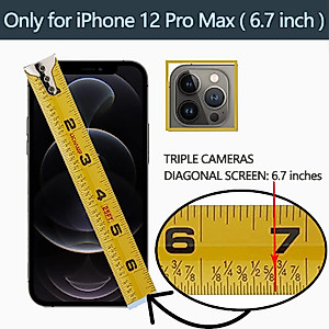 LAMEEKU for iPhone 12 Pro Max Wallet Case, Case with Card Holder Leather Cover 360°Rotation Ring Kickstand Protective Bumper Designed for Women Men for iPhone 12 Pro Max 6.7'' Black