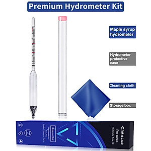 Cimalab Maple Syrup Hydrometer, Accurate Hydrometer for Maple Syrup Making, Hydrometer Maple Syrup Supplies with Brix & Baume Scales, Syrup Hydrometer for Measure Sugar Content in The Syrup Sap