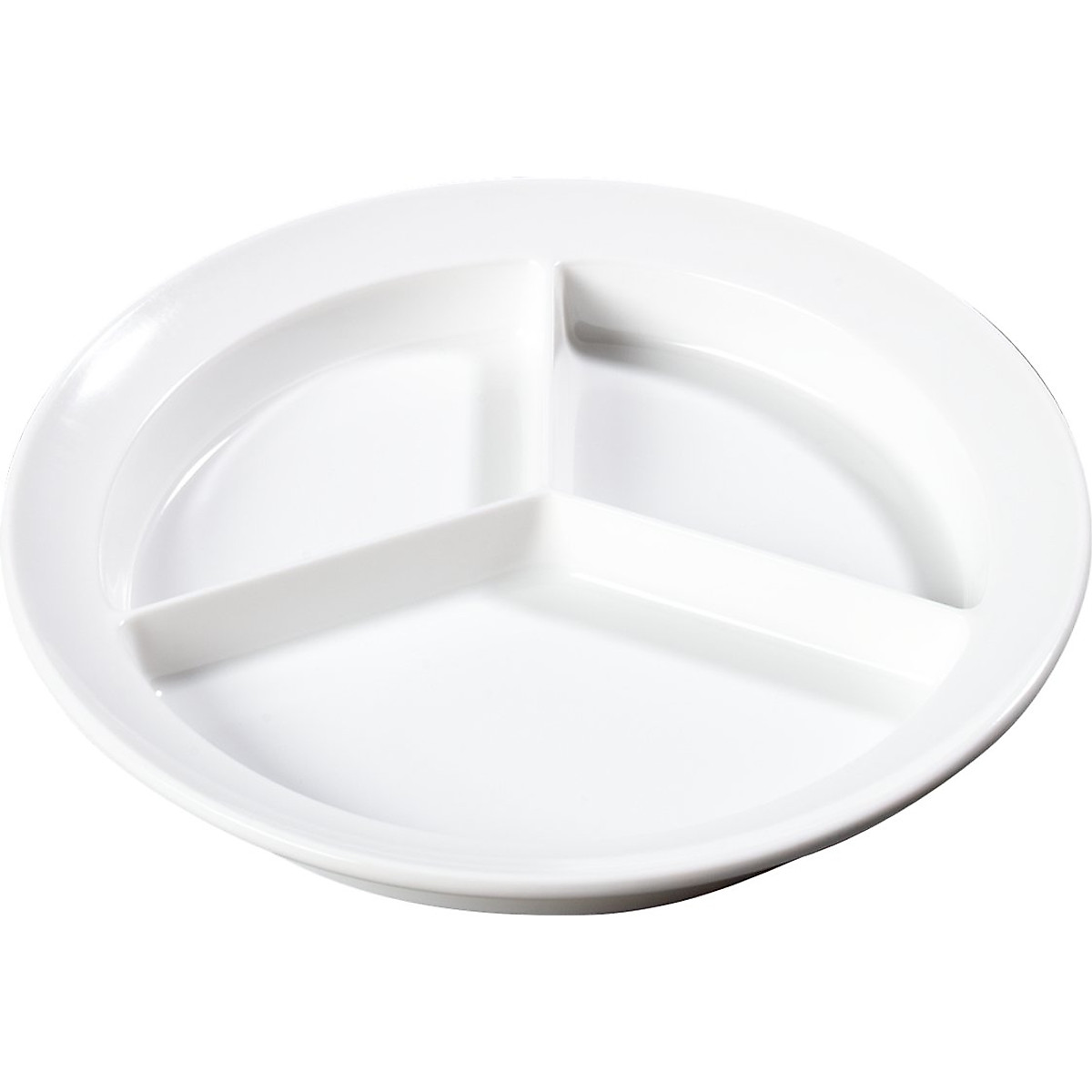 Carlisle FoodService Products Kingline Divided Plate Deep Compartment Plate with 3 Compartments for Home and Restaurant, Melamine, 8.75 Inches, White