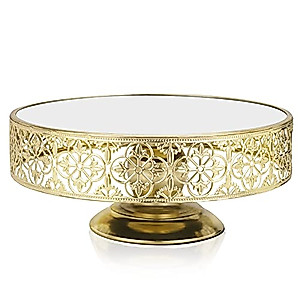 TRSPCWR Cake Stand, Gold Mirror Round Dessert Stand, 10inch Wedding Dessert Display Cake Stands, Metal Cake Plate Decor for Wedding Birthday Party