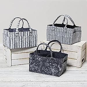 Sammy & Lou Felt Baby Diaper Caddy Organizer - Nursery Storage Bin and Car Organizer for Diapers and Wipes - Birch Grey/White