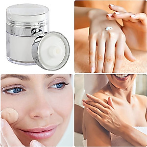 Minsily 4 Pack Airless Pump Jars, 1.7 oz Airless Pump Bottles Cream Jar Vacuum Cosmetics Pump Bottle Dispenser Travel Container Empty Airless Cosmetic Container for Skincare Cream Lotions Moisturizer