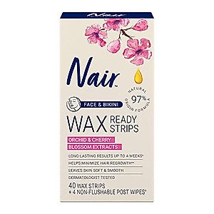 Nair Hair Remover Wax Ready-Strips for Face & Bikini, 40 CT