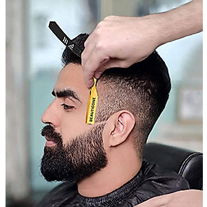 BEAUTICONE Straight Razor | Professional Barber Razor for men with 100 Single Edge Blades | Straight Edge Razor │slide-out design (Black and Gold Slide-out Razor)