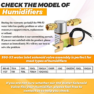 Techecook 990-53 990-46 Humidifier Solenoid Valve Assembly Compatible with GeneralAire Humidifiers 990-53 990-46 1137 1042 1042LH 1042L 7014 Solenoid Valve - 24V Humidifier Water Valve