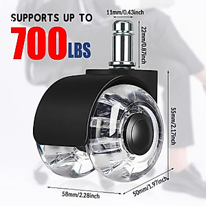 BBTO 20 Pcs Office Chair Wheels Replacement Bulk 2 Inch Swivel Heavy Duty Caster Wheels Rolling Desk Chair Casters Quiet for Hardwood Floors and Carpets Universal Computer Chair