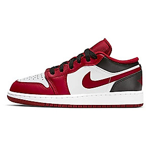 Jordan Boy's Air Jordan 1 Low (Big Kid) White/Gym Red/Black 4.5 Big Kid M