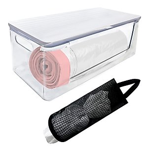 Generic 1 set of Trash Bag Holder, Garbage Bag Holder with a holder for plastic bags, acrylic Trash Bags Holder, Trashbag Holder white wooden cover, Trash Bag Organizer handles to hang on the door