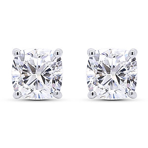 3 Carat Cushion Cut Moissanite Stud Earrings for Women, Lab Created Diamond Solitaire Moissanite Wedding Earrings In 18K White Gold Over Sterling Silver Moissanite Stud Earring for Women