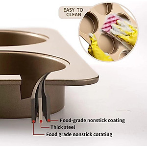 Yomvzake 2 Pack Hamburger Bun Pan, Nonstick Hamburger Bread Forms 4 Inch Cake Pan Mini Round Disc Pan for Baking Burger Buns English Muffin Whoopie Pies Muffin Top