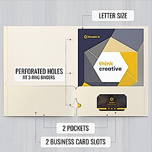 Two Pocket Portfolio Folders, 50-Pack, White, Letter Size Paper Folders, by Better Office Products, 50 Pieces, White