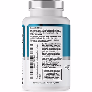 Oral Probiotics for Mouth Bad Breath Treatment for Adults: Dentist Formulated Advanced Oral Probiotics for Teeth and Gums +BLIS K12 M18 – 60 Chewable Oral Health Probiotics Tablets -Strawberry Vanilla