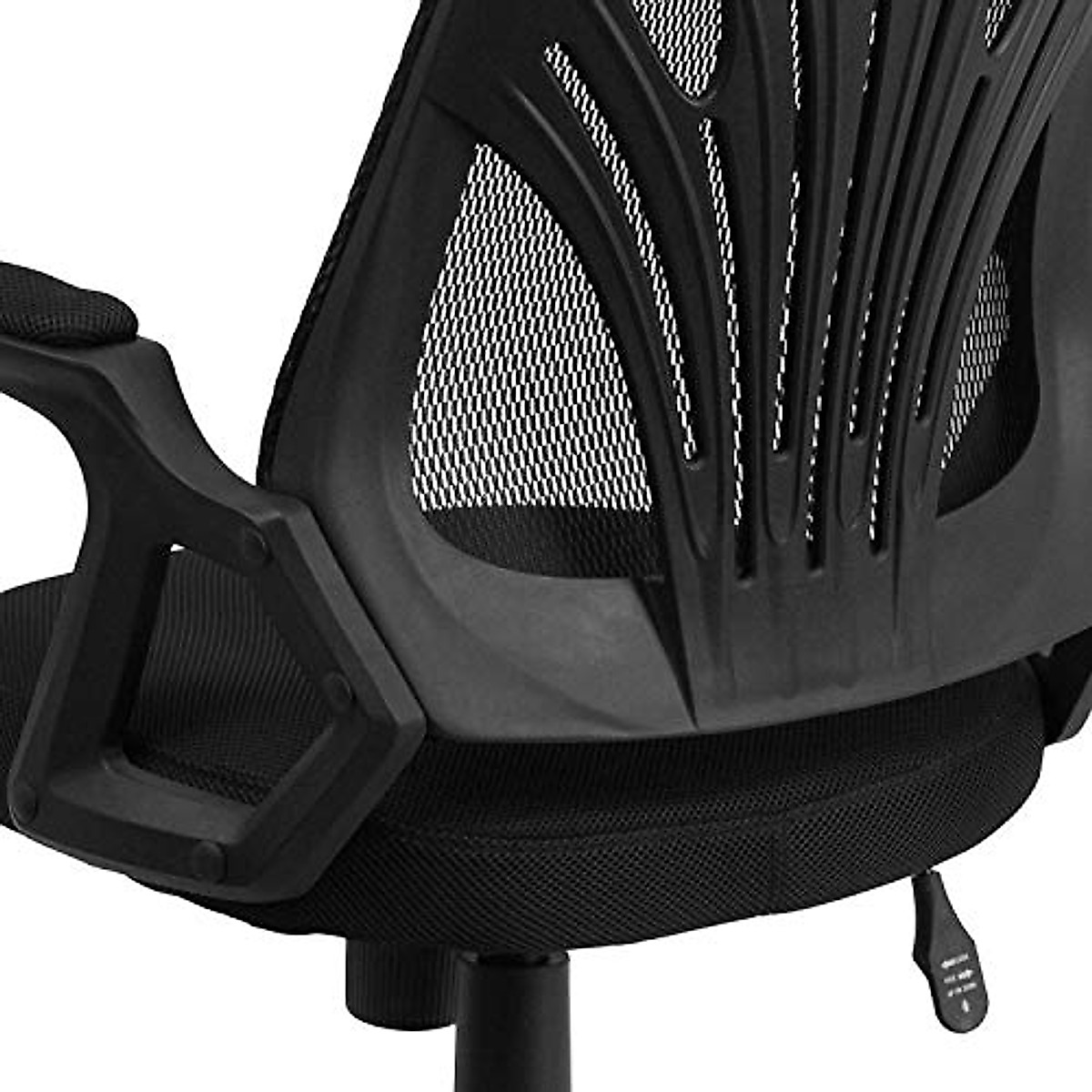 Flash Furniture Mid-Back Designer Black Mesh Swivel Task Office Chair with Open Arms