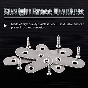 Glarks 35-Pieces 1.6 inch/ 2.4 inch/ 4 inch Stainless Steel Flat Straight Brace Brackets Mending Joining Plates Repair Fixing Bracket Connector and 80pcs Screws Set, Total 115pcs, Silver