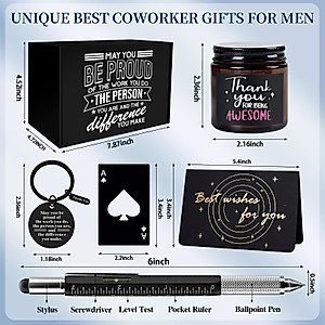 SIXVALA Employee Appreciation Gifts Set, Best Coworker Gifts for Men, 20 Oz Tumbler Thank You Gifts Basket with Scented Candle Socks Keychain Inspirational Acrylic Sign for Employee Teacher Professor