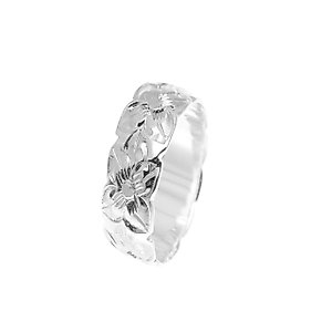 Arthur's Jewelry 925 sterling silver Hawaiian plumeria flower all around 6mm band ring size 9
