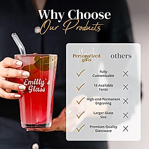 Personalized Beer Glass Engraved with Your Custom Text - Customized Gifts, Unique Birthday Gift, Bridesmaid Gift, Custom Gifts for Women or Men (16oz Pint)